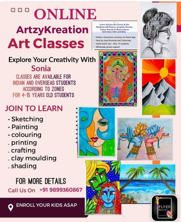 Art and Craft classes for Kids. After-school classes and Events.