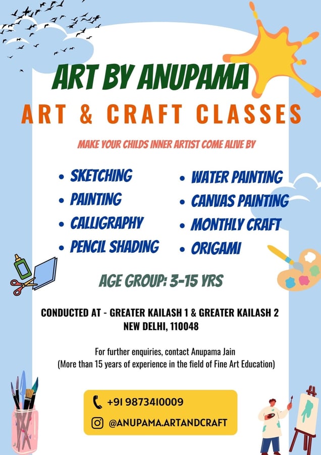 Art and Craft classes for Kids. After-school classes and Events.